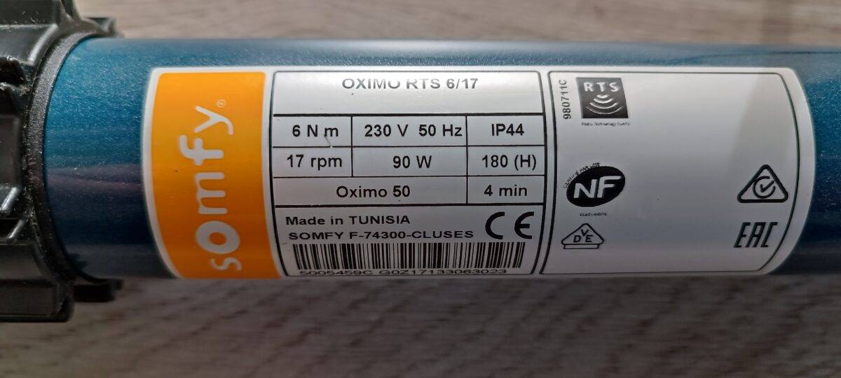 Somfy Oximo RTS 10/17 Rohrmotor